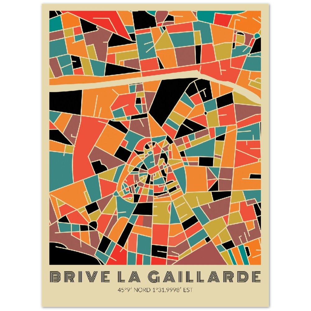 Poster carte Brive-la-Gaillarde Vertical - Local Posters - Embellissez ...